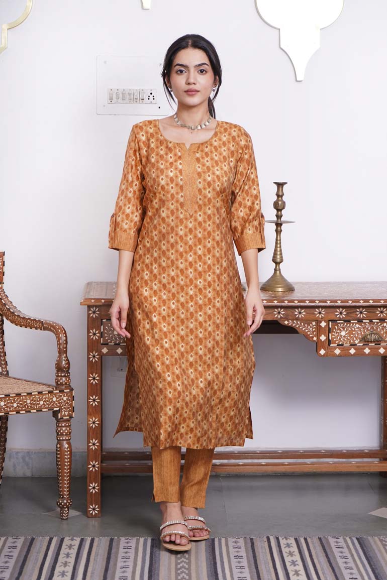 Mustard Buti Muslin Print Set – Tamara