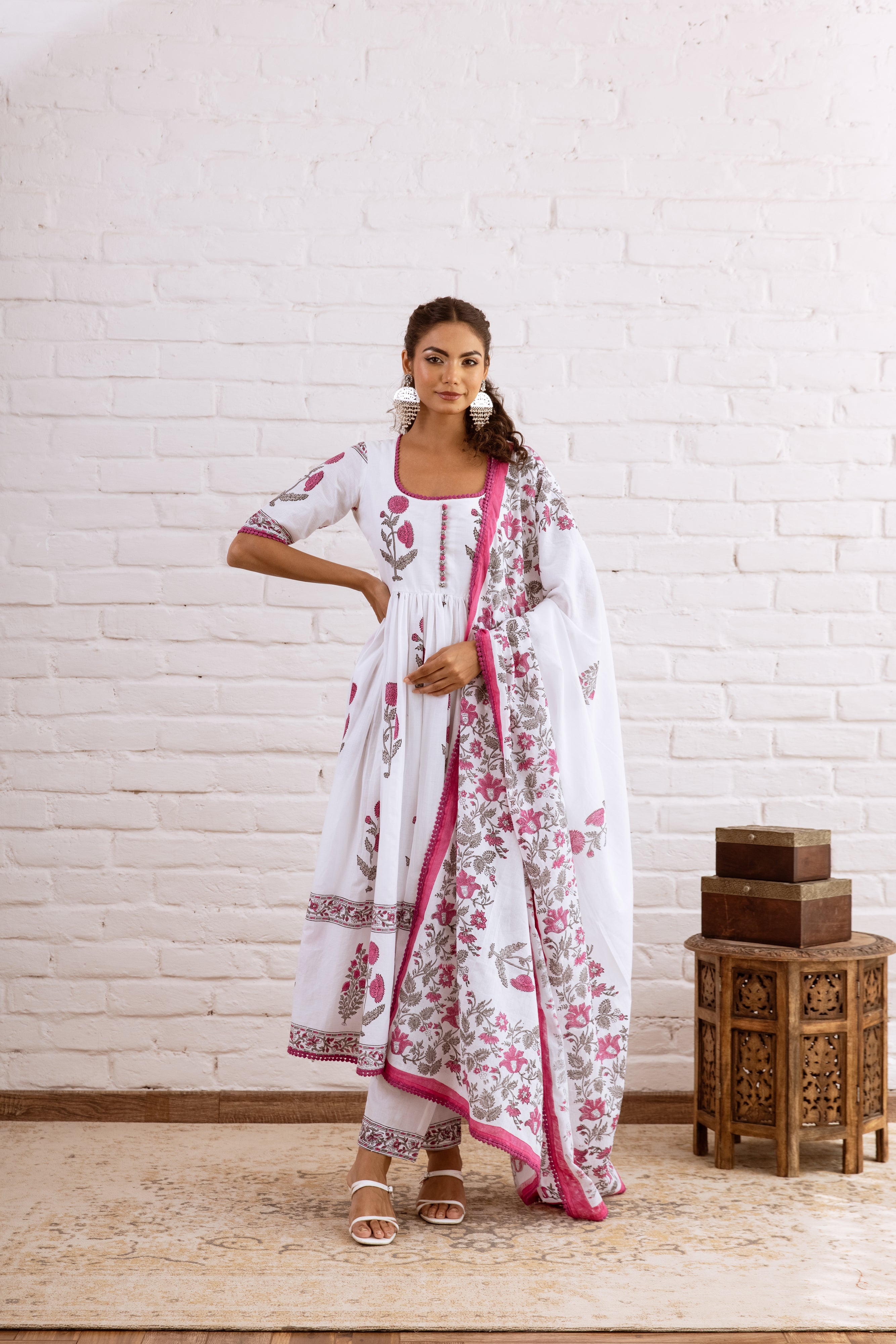 Haseena Rani Hand Block Anarkali Set – Tamara