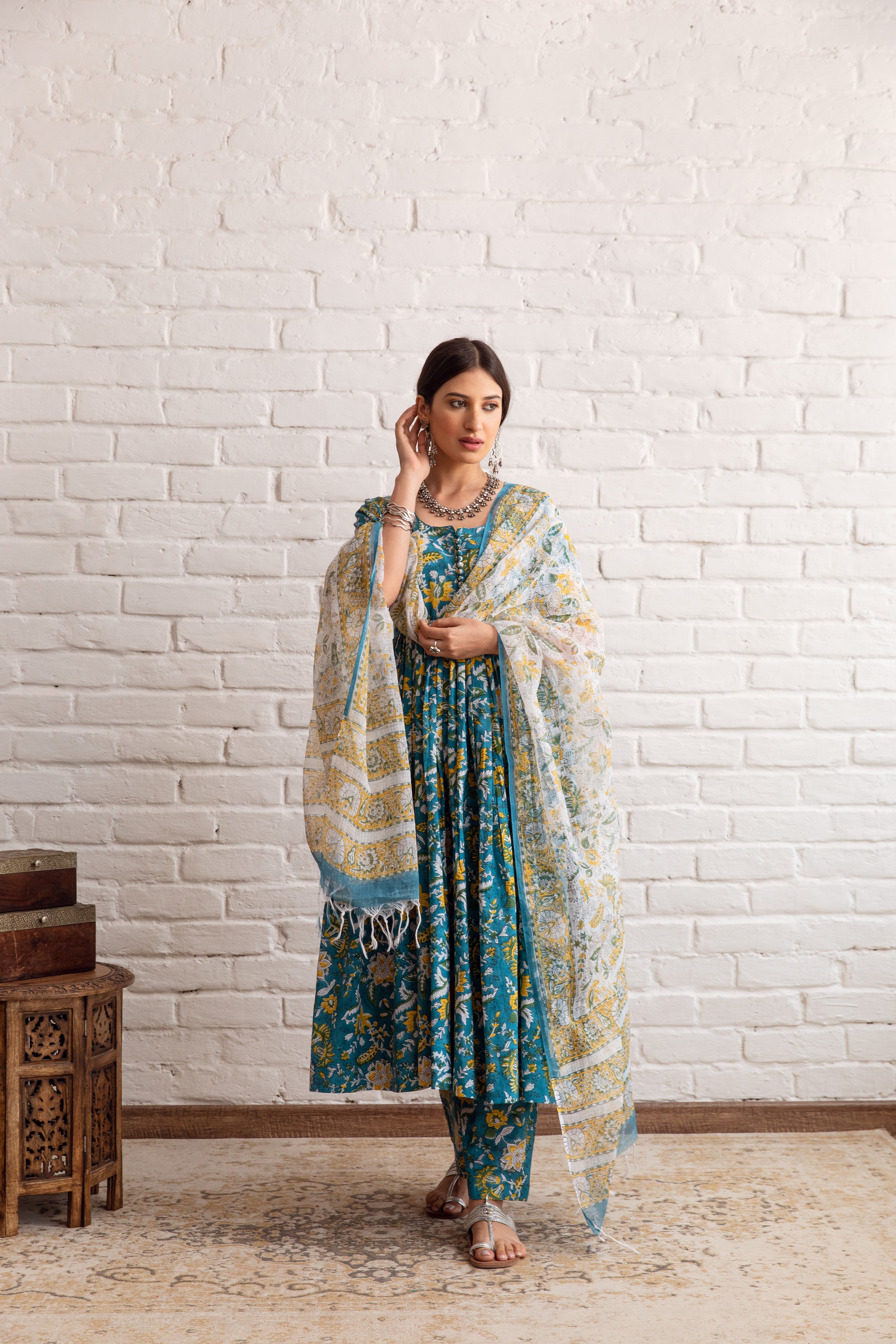 Gazala Blue Anarkali Set – Tamara
