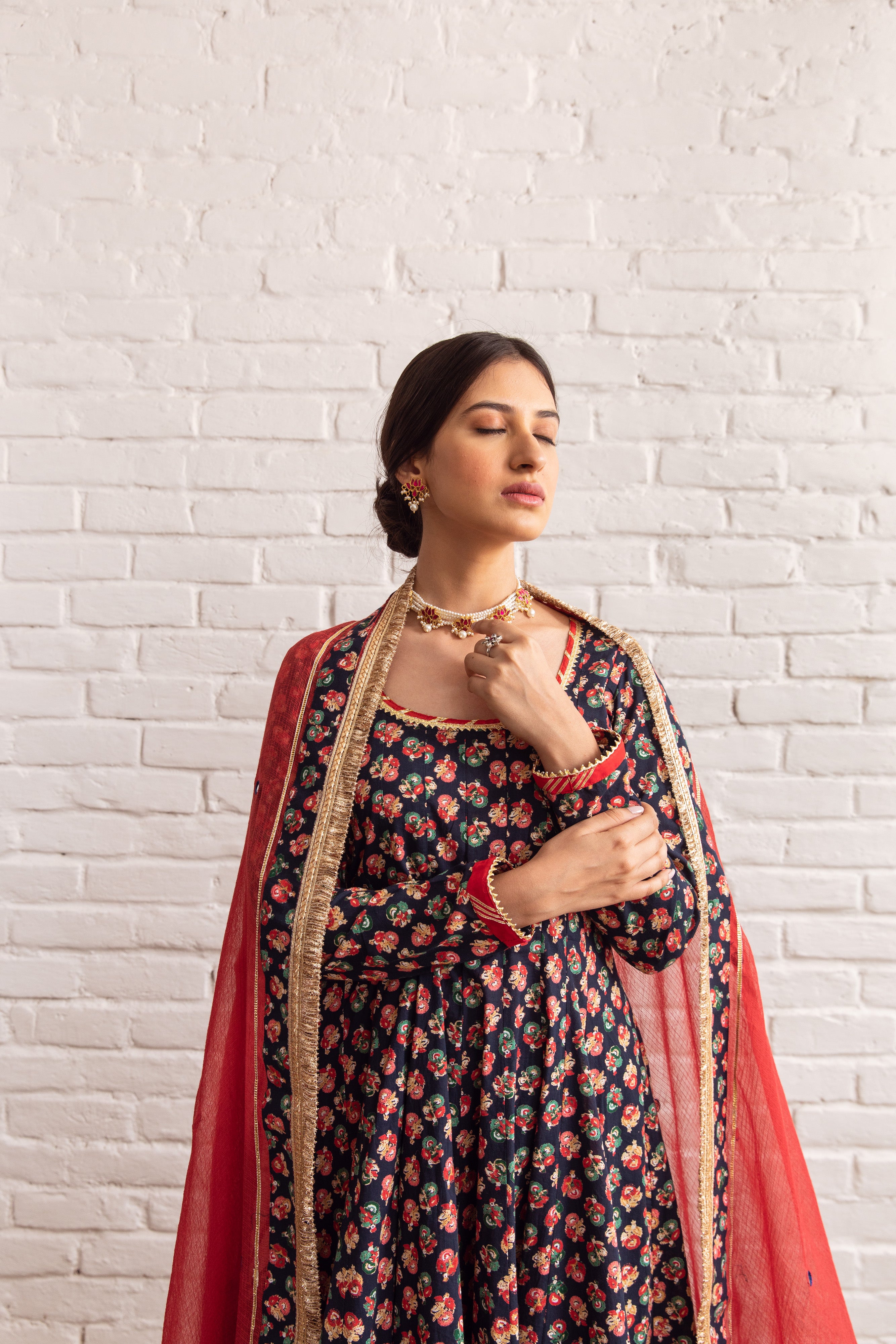 Gazala Dark Blue Anarkali Set – Tamara